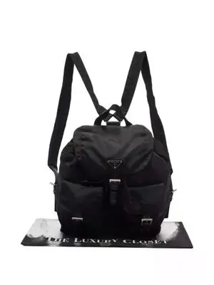 Prada Double Pocket Backpack - Black