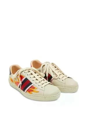 Gucci Ace Flame-embroidered Sneakers