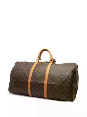 LOUIS VUITTON Monogram Keepall Bandouliere 60 Travel Bag - Brown