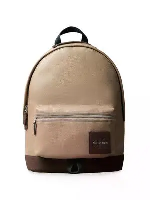 Calvin Klein Monologo Logo-patch Pebbled Backpack - Neutrals