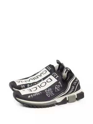 Dolce & Gabbana Sorrento Graffiti Print Slip-on Sneakers - Black
