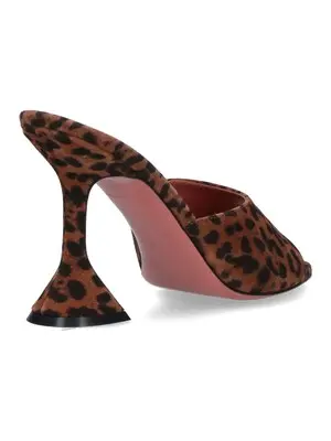 Amina Muaddi Lupita Leopard Print Calf Leather Sandals