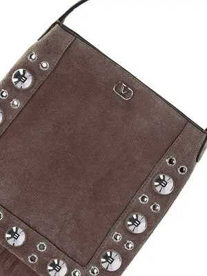 Valentino Garavani Small Suede Shoulder Bag - Brown
