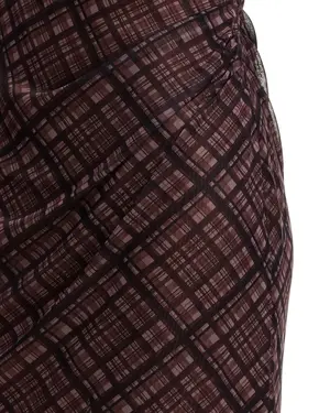 Aqua Plaid Mesh Sleeveless Midi Dress