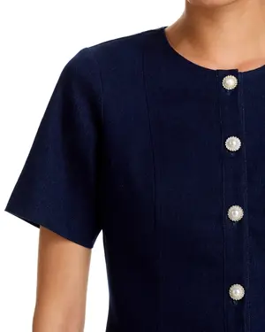 Aqua Denim Short Sleeve Mini Dress