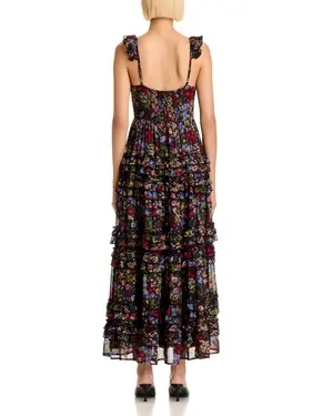 Aqua Floral Tier Sleeveless Maxi Dress Exclusive