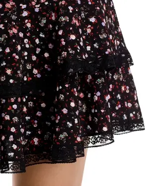 Aqua Ditsy Floral Lace Mini Skirt Exclusive