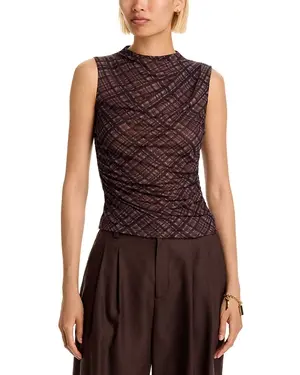 Aqua Plaid Mesh Sleeveless Top Exclusive