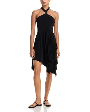 Norma Kamali Convertible Asymmetrical Halterneck Dress - Black