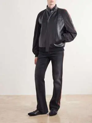 Gucci Webbing-trimmed Shell And Leather Bomber Jacket
