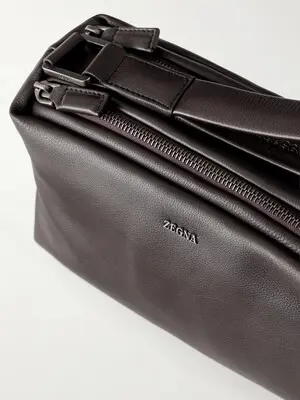 Zegna Secondskin Softy Leather Wash Bag - Brown