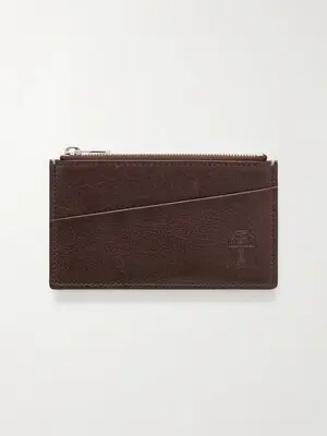Brunello Cucinelli Logo-debossed Leather Zipped Cardholder - Brown