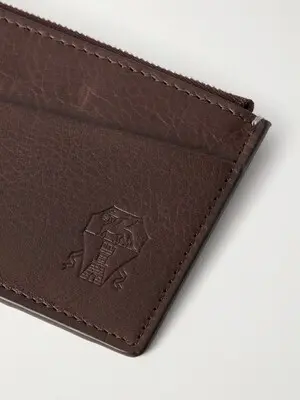 Brunello Cucinelli Logo-debossed Leather Zipped Cardholder