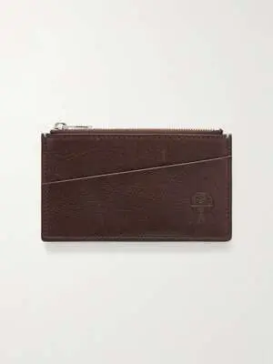 Brunello Cucinelli Logo-debossed Leather Zipped Cardholder - Dark Brown