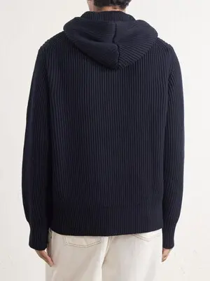 Orlebar Brown Kirk Ribbed Merino Wool Hoodie - Blue