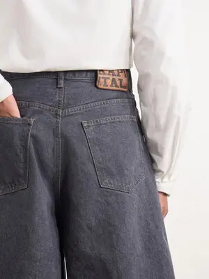 Kapital Wide-leg Pleated Denim Shorts