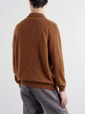 JIL SANDER Mélange Wool And Cashmere-blend Polo Shirt