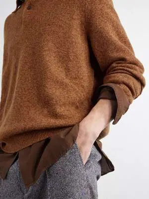 JIL SANDER Mélange Wool And Cashmere-blend Polo Shirt