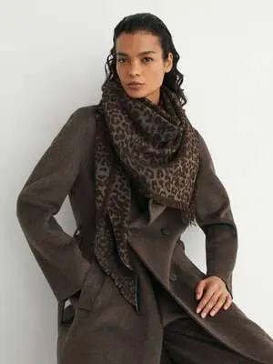 REISS Lola Leopard Jacquard Bandana Scarf