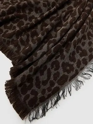 REISS Lola Leopard Jacquard Bandana Scarf