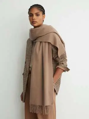 REISS Picton Wool And Cashmere Scarf - Camel