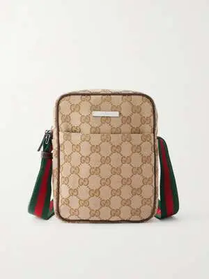 Gucci Tag Webbing-trimmed Gg-canvas Messenger Bag - Beige