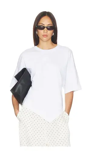 Enza Costa Supima Structured Jersey Assymetrical Tee - White