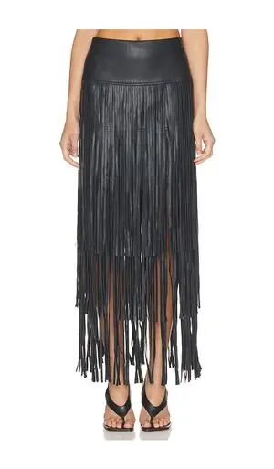 L'Agence Karoline Maxi Fringe Skirt