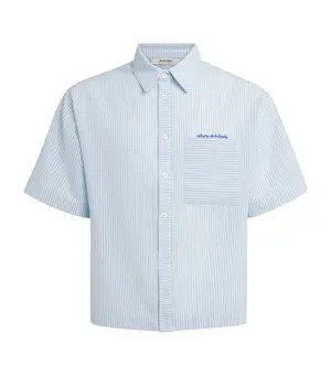 ABOUT:BLANK Seersucker Embroidered Shirt - Blue