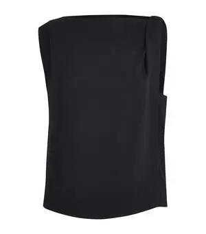Vince Sleeveless Draped Shoulder Crepe Top