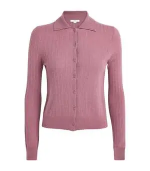 Vince Wool Pointelle Cardigan - Pink