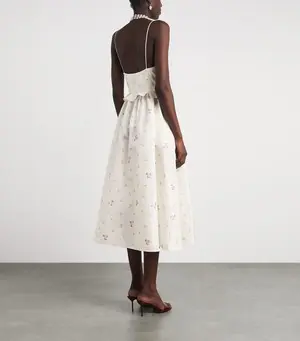 Alessandra Rich Silk Floral Midi Dress