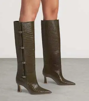 MALONE SOULIERS Croc-embossed Leather Nolan Knee-high Boots 70