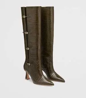 MALONE SOULIERS Croc-embossed Leather Nolan Knee-high Boots 70