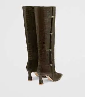 MALONE SOULIERS Croc-embossed Leather Nolan Knee-high Boots 70