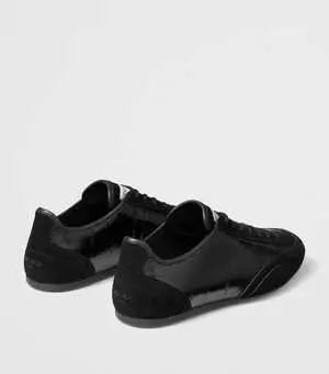 JIMMY CHOO Sunny F Paneled Suede And Leather Low Top Sneakers - Black