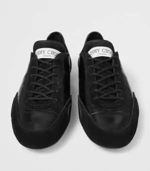 JIMMY CHOO Sunny F Paneled Suede And Leather Low Top Sneakers - Black