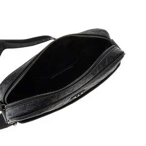 Emporio Armani Eagle Motif Embossed Leather Crossbody Bag
