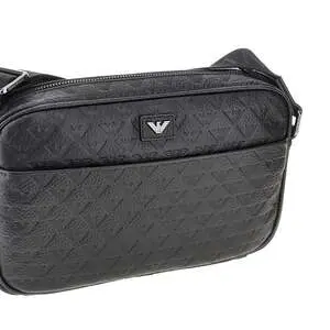 Emporio Armani Eagle Motif Embossed Leather Crossbody Bag