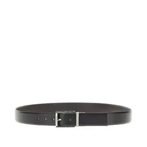 Emporio Armani Reversible Leather Belt With Squared Buckle - Black