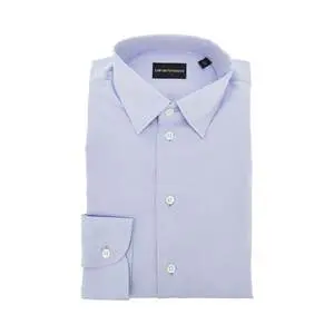 Emporio Armani Micro-textured Cotton Shirt - Blue