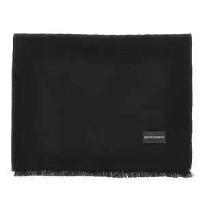 Emporio Armani Jacquard Wool Scarf - Black