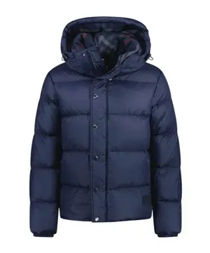 Burberry Hooded Down Jacket With Snap Fastening