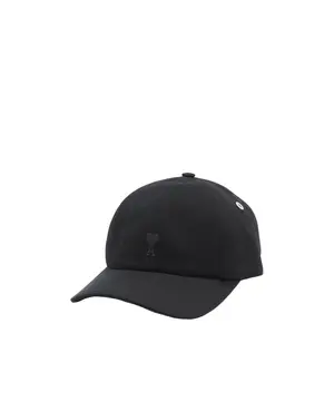 AMI Paris Logo Embroidered Curved Peak Cap - Black