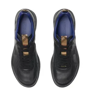 Burberry Embroidered Equestrian Knight Lace-up Sneakers - Black