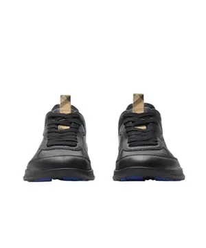 Burberry Embroidered Equestrian Knight Lace-up Sneakers - Black