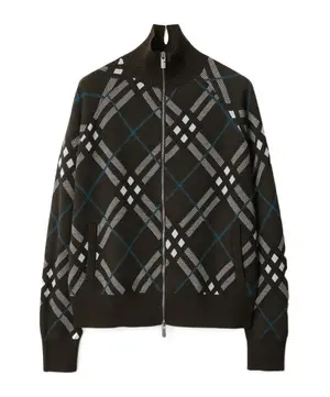 Burberry Check Zip-up Cardigan - Comfortable Brown