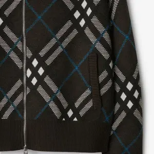 Burberry Check Zip-up Cardigan - Comfortable Brown