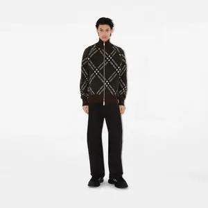Burberry Check Zip-up Cardigan - Comfortable Brown