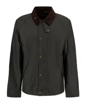 Barbour Zip Up Jacket With Studded Front And Rope Collar